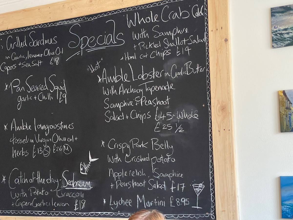 Menu at JASPERS BISTRO restaurant, Amble