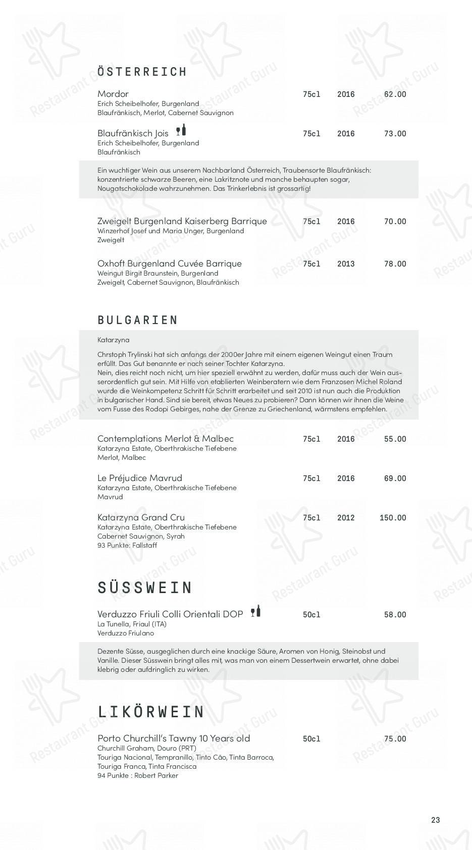 Speisekarte von Ampersand Grillrestaurant, Luzern