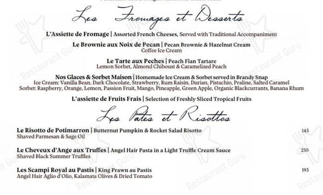Menu at AMUZ Gourmet Restaurant, Jakarta