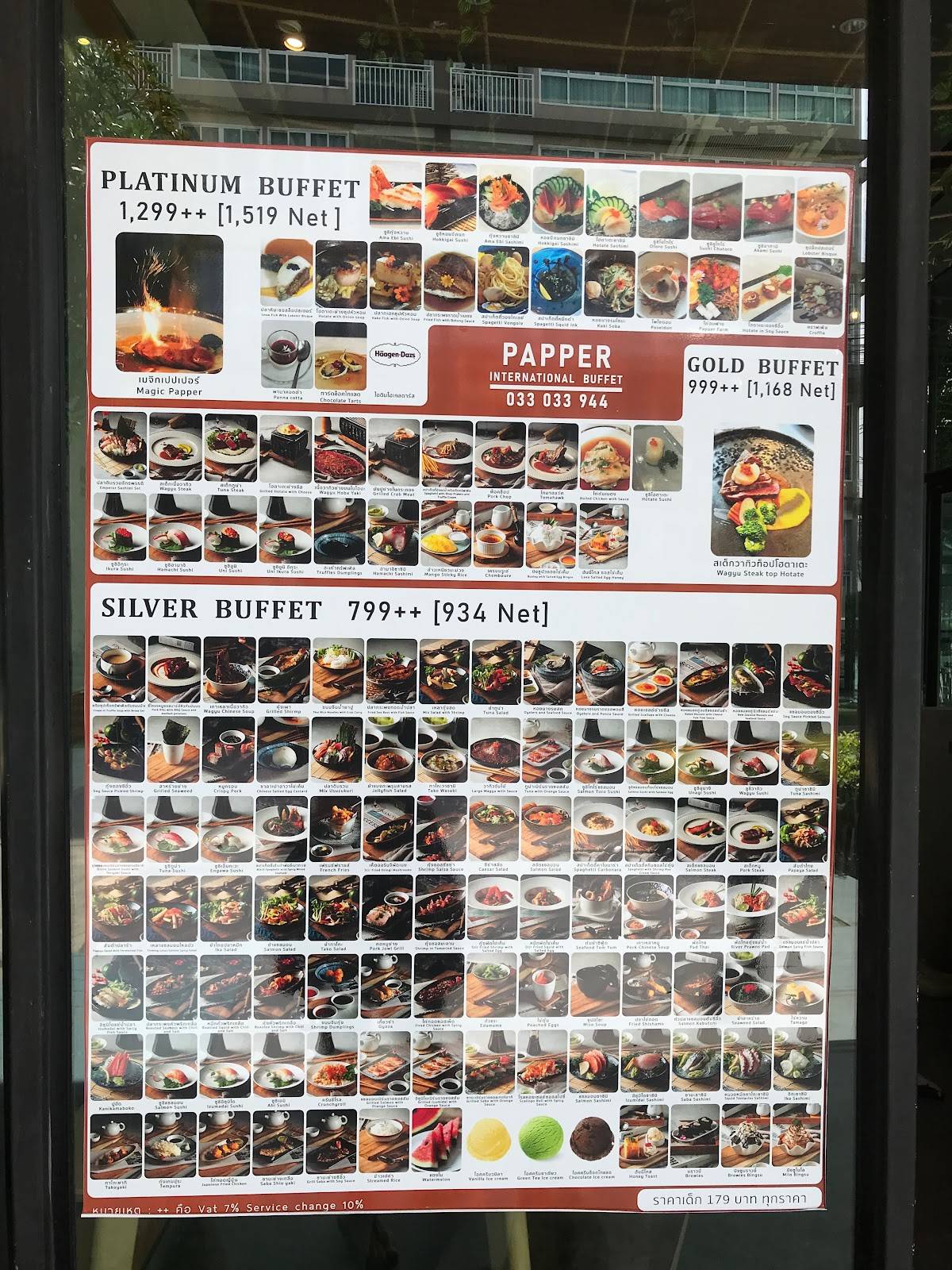 Carta del restaurante PAPPER International Buffet, Bang Phra