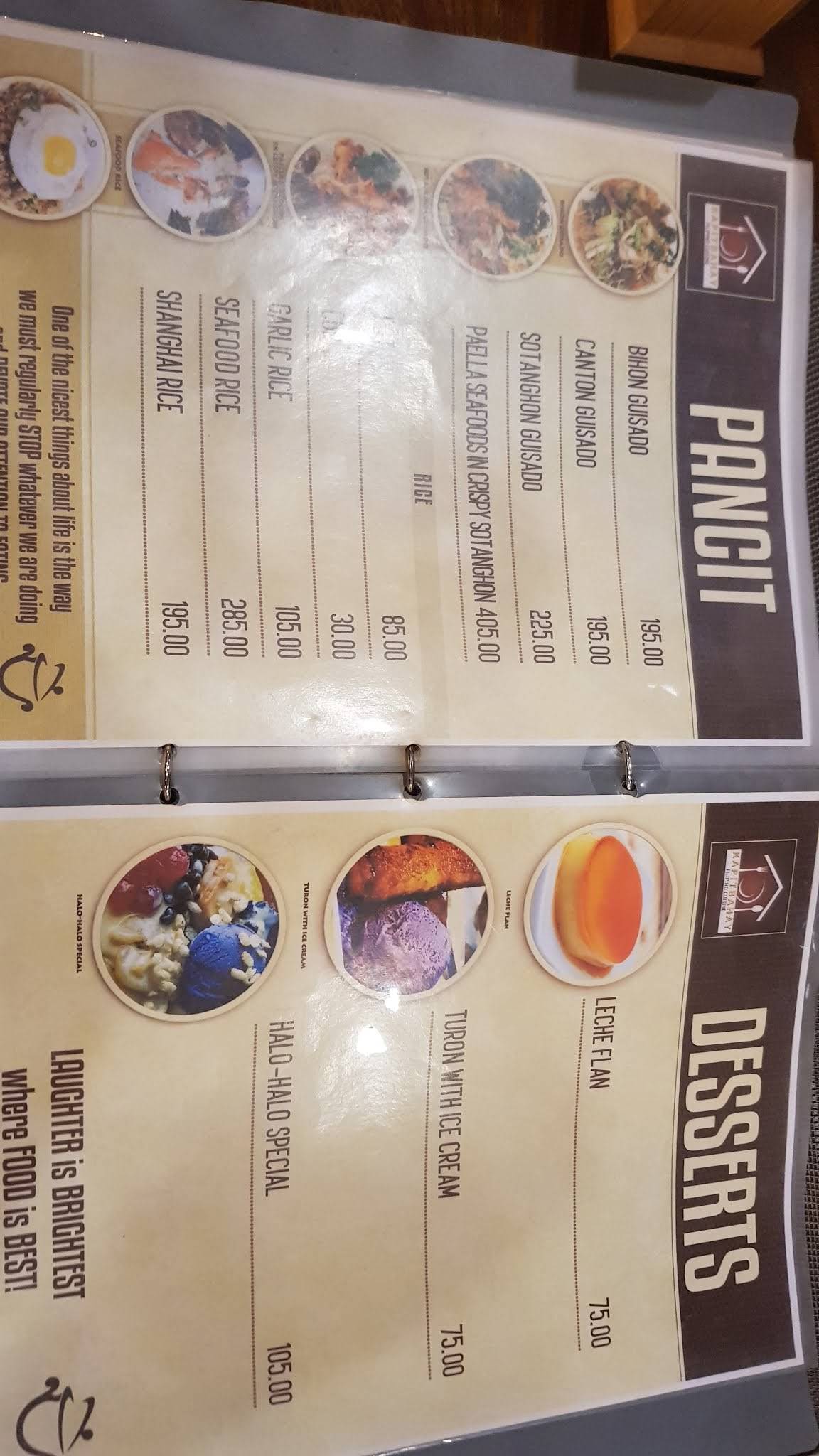 Menu at Kapitbahay Filipino Cuisine restaurant, Antipolo, Palm Square