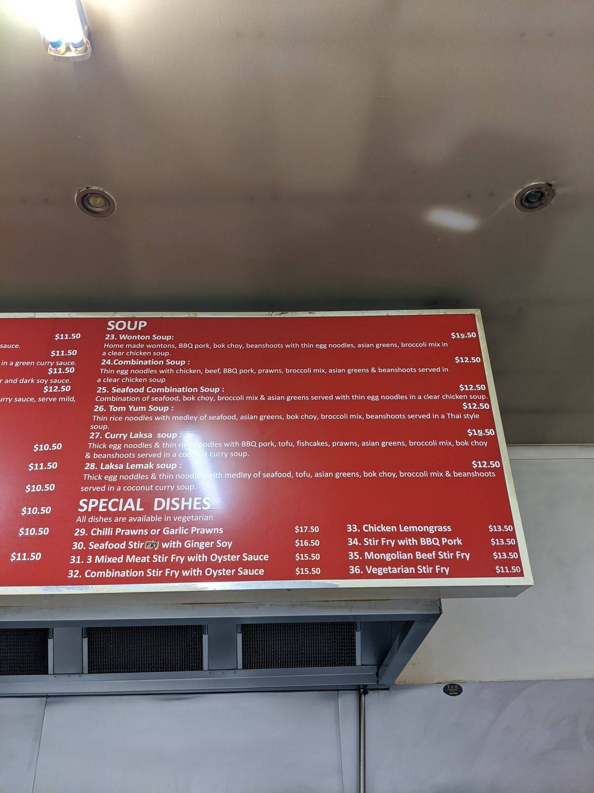 Menu at Ararat Noodle Bar, Ararat