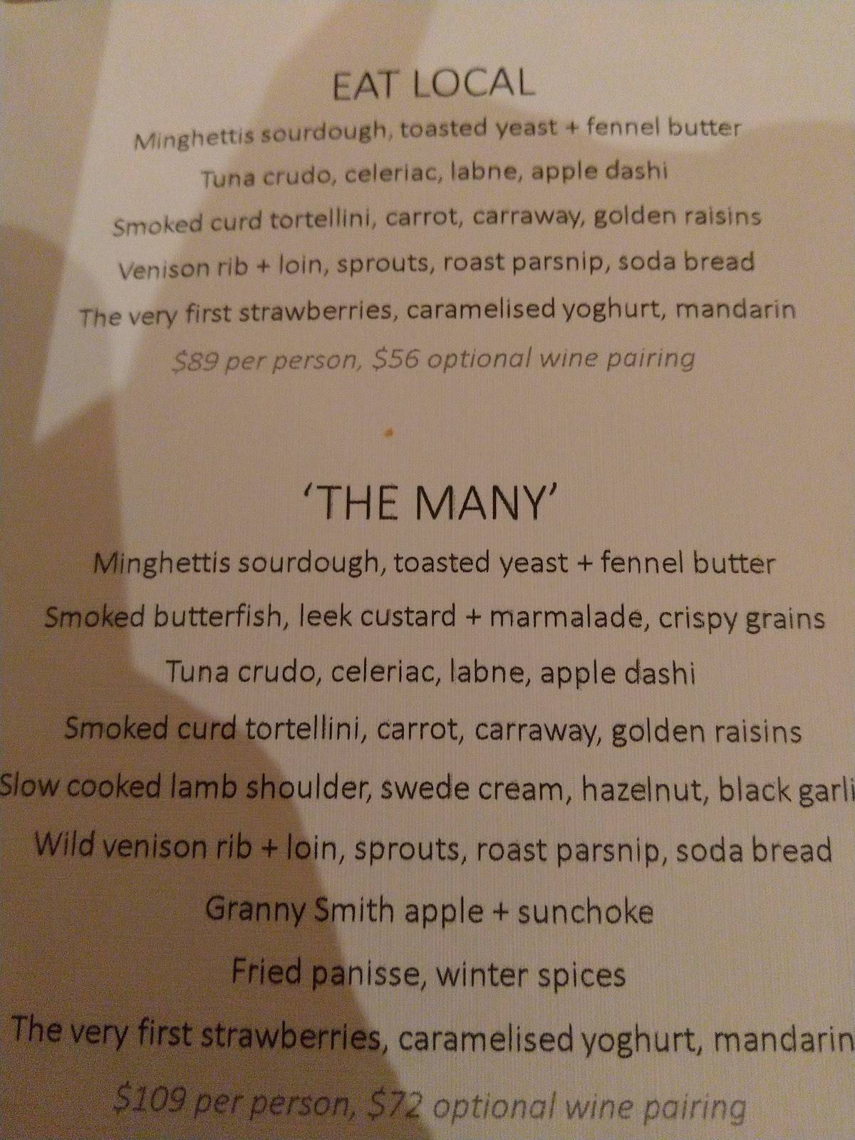 Menu at Arbour Restaurant, Blenheim