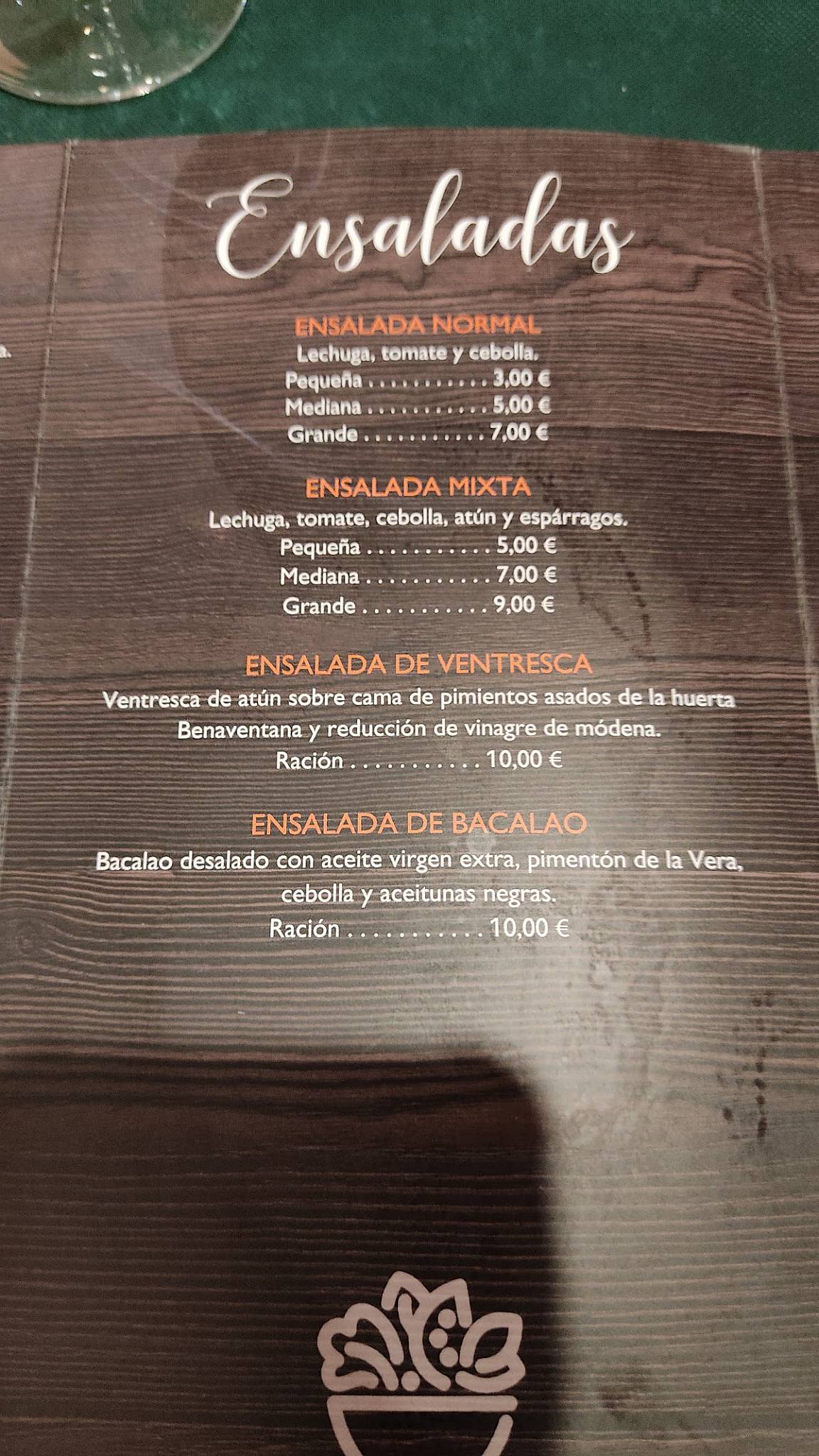 Menu at Asador Casa Alfonso restaurant, San Vitero