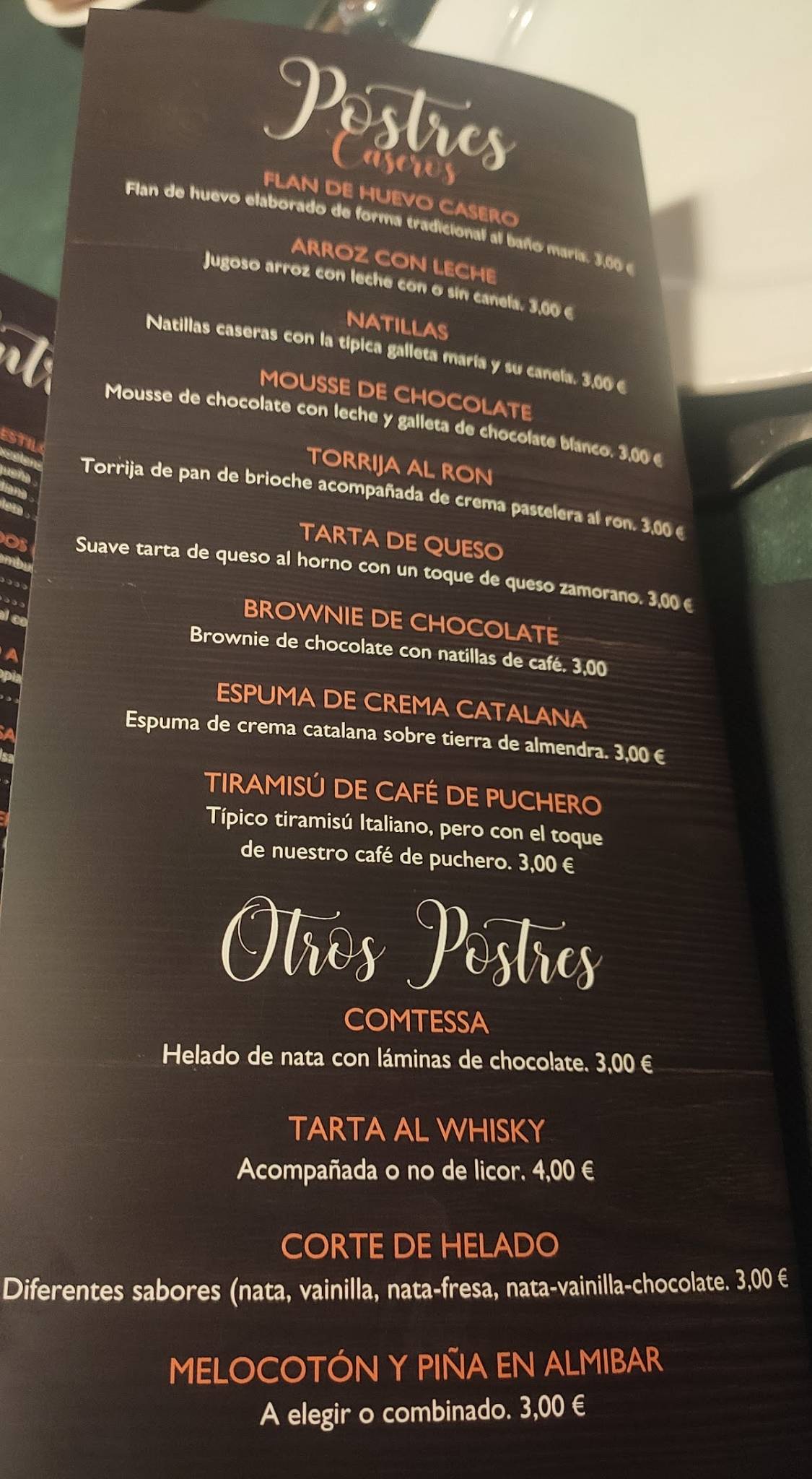 Menu at Asador Casa Alfonso restaurant, San Vitero