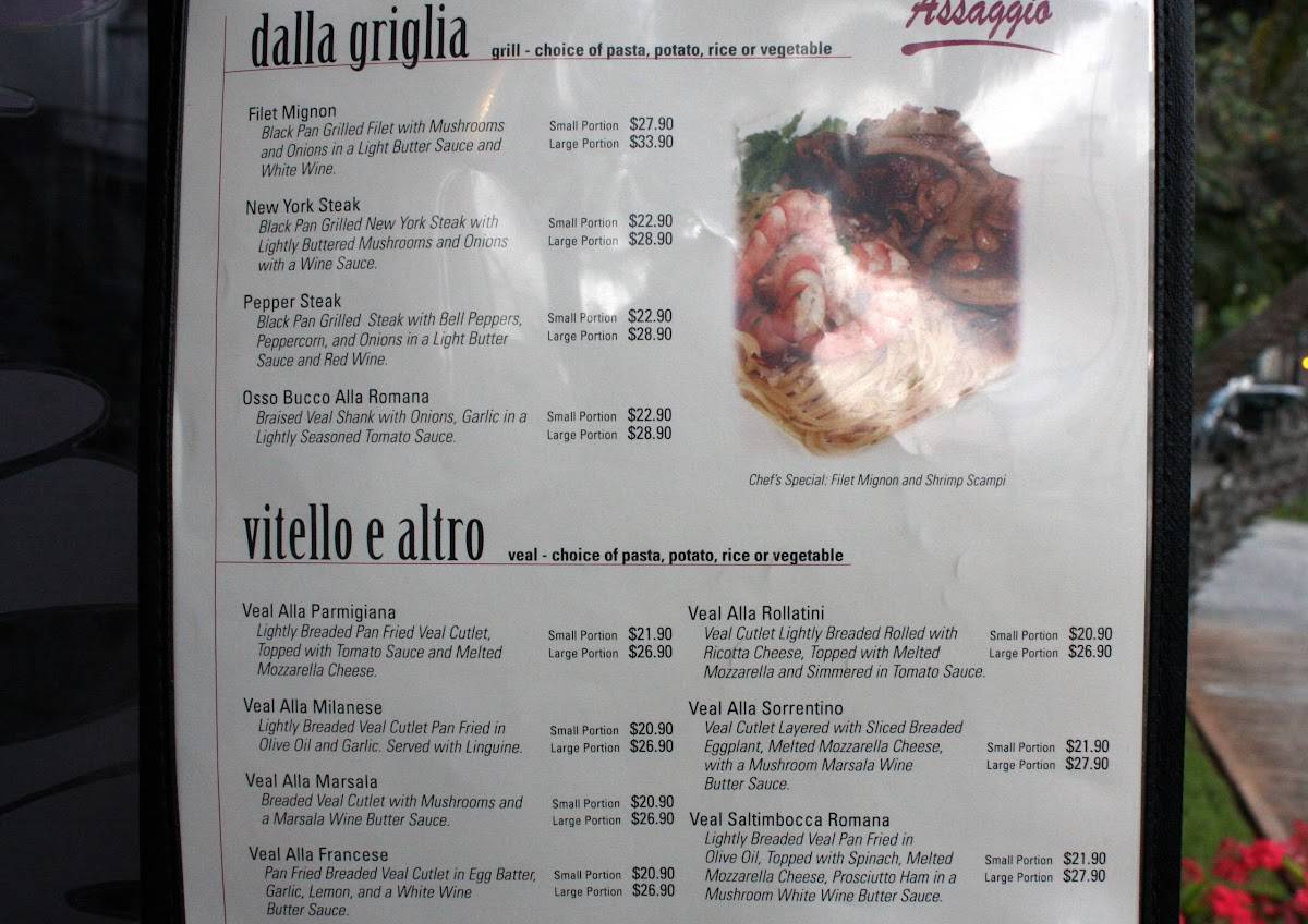 Menu at Assaggio Kailua restaurant, Kailua, 354 Uluniu St #101