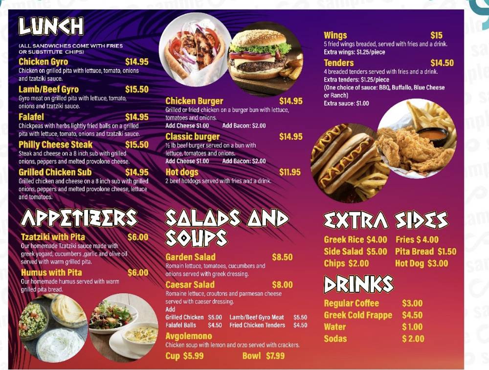 Menu at Athena Must Have Greek restaurant, Fort Lauderdale