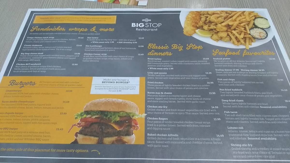 Menu at Aulac Big Stop Restaurant, Aulac, 170 Aulac Rd