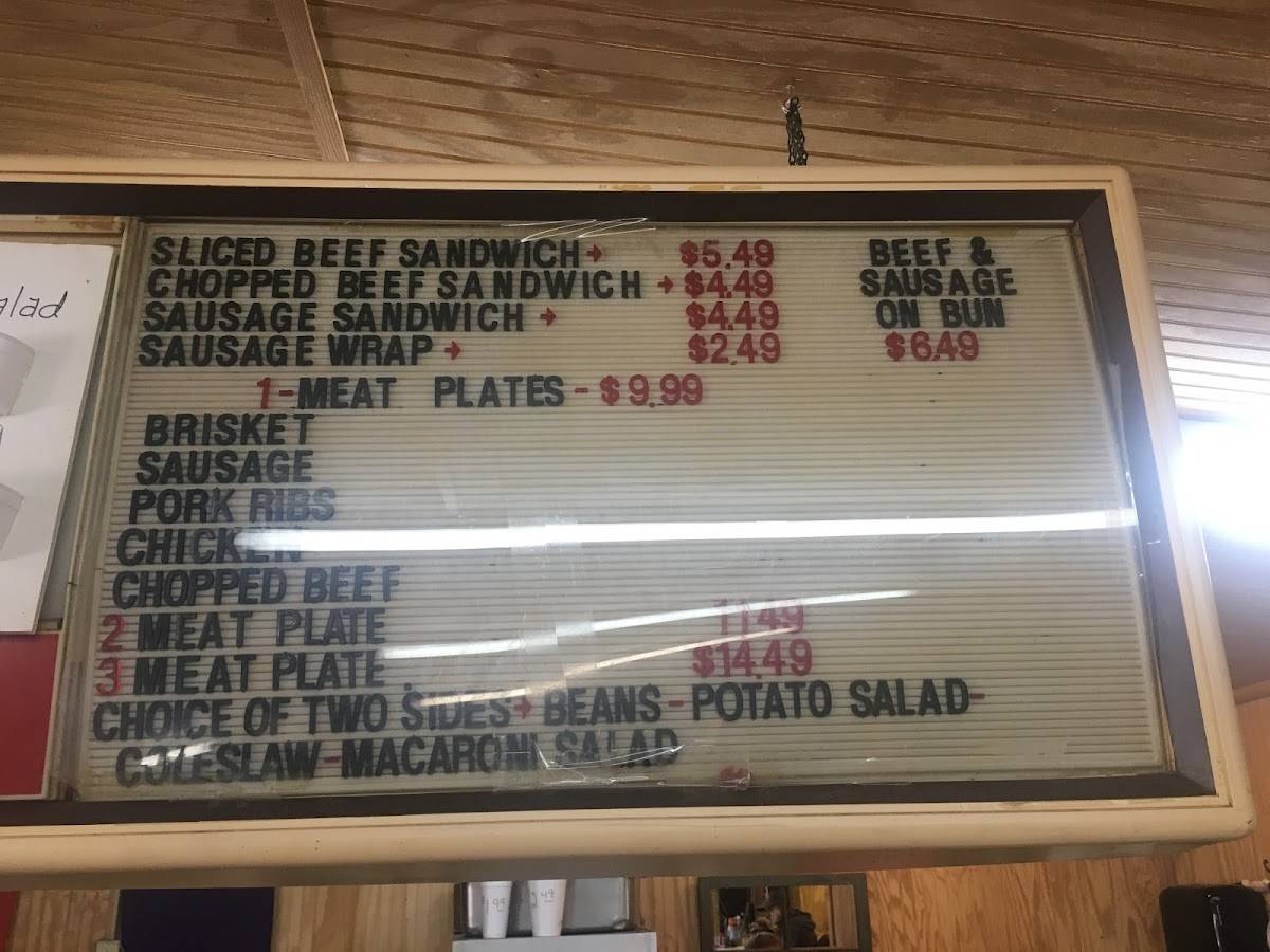 Menu at Billy's Pit BBQ, Bastrop