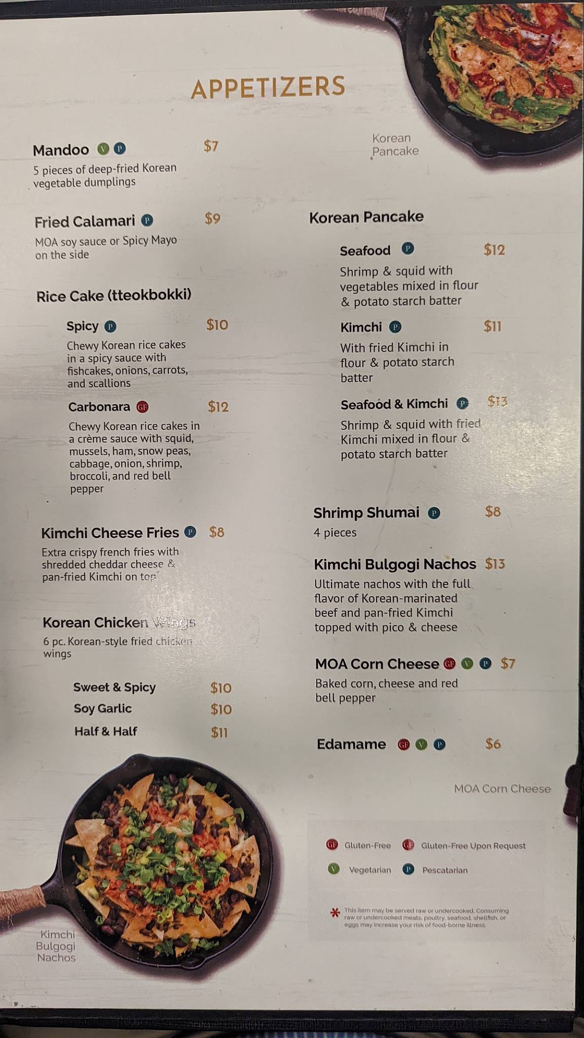 Menu at MOA Korean BBQ & Bar - Charlotte, Charlotte