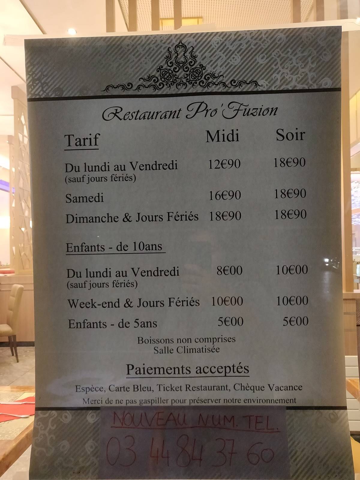Menu au BO’BUFFET restaurant, Beauvais
