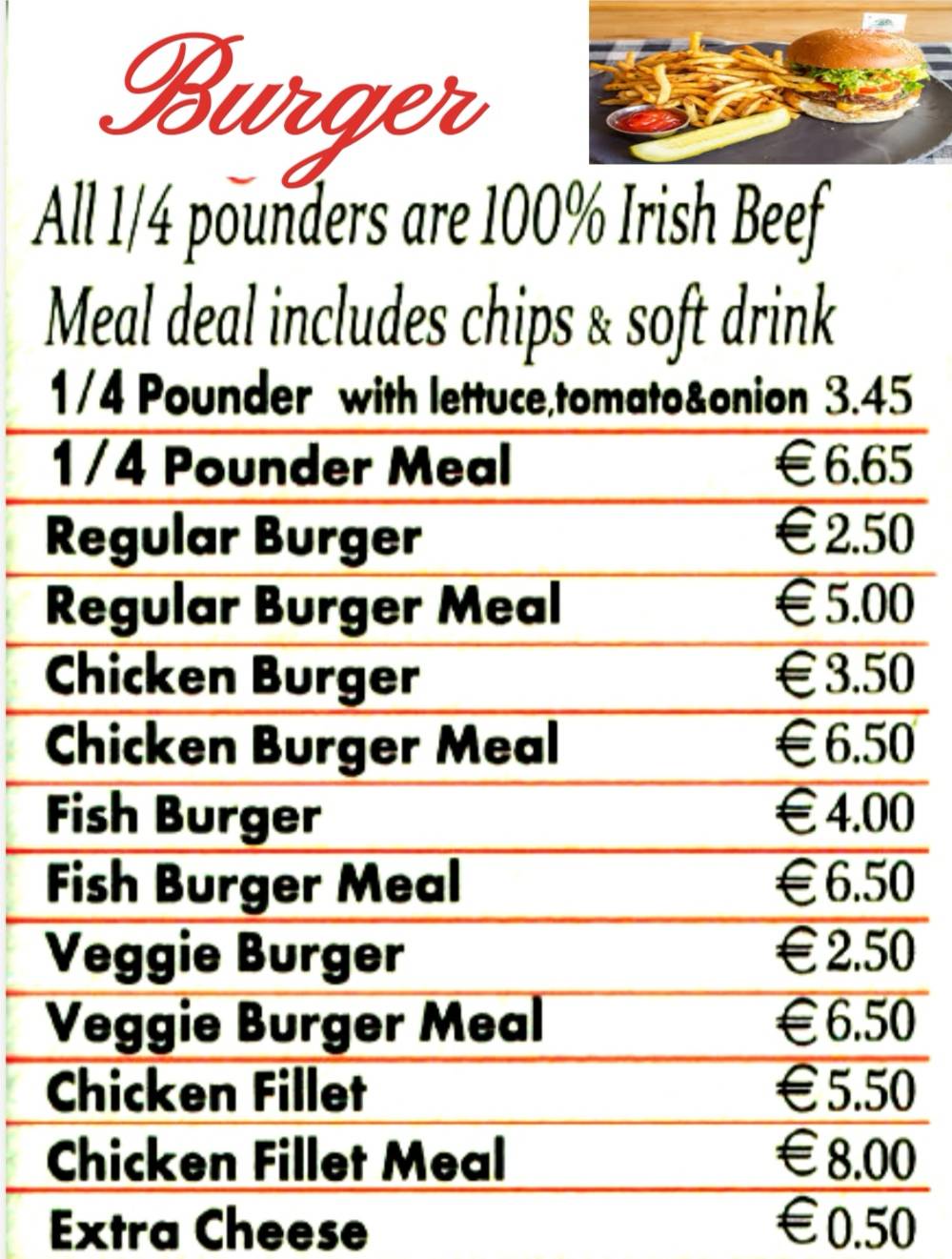 Carta del restaurante Babylon Kebab House, Clonmel