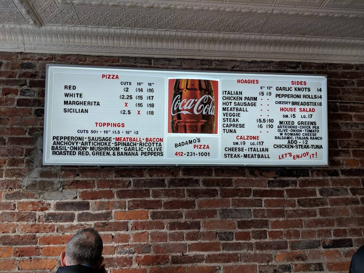 Menu at Badamo’s Pizza - Northside pizzeria, Pittsburgh