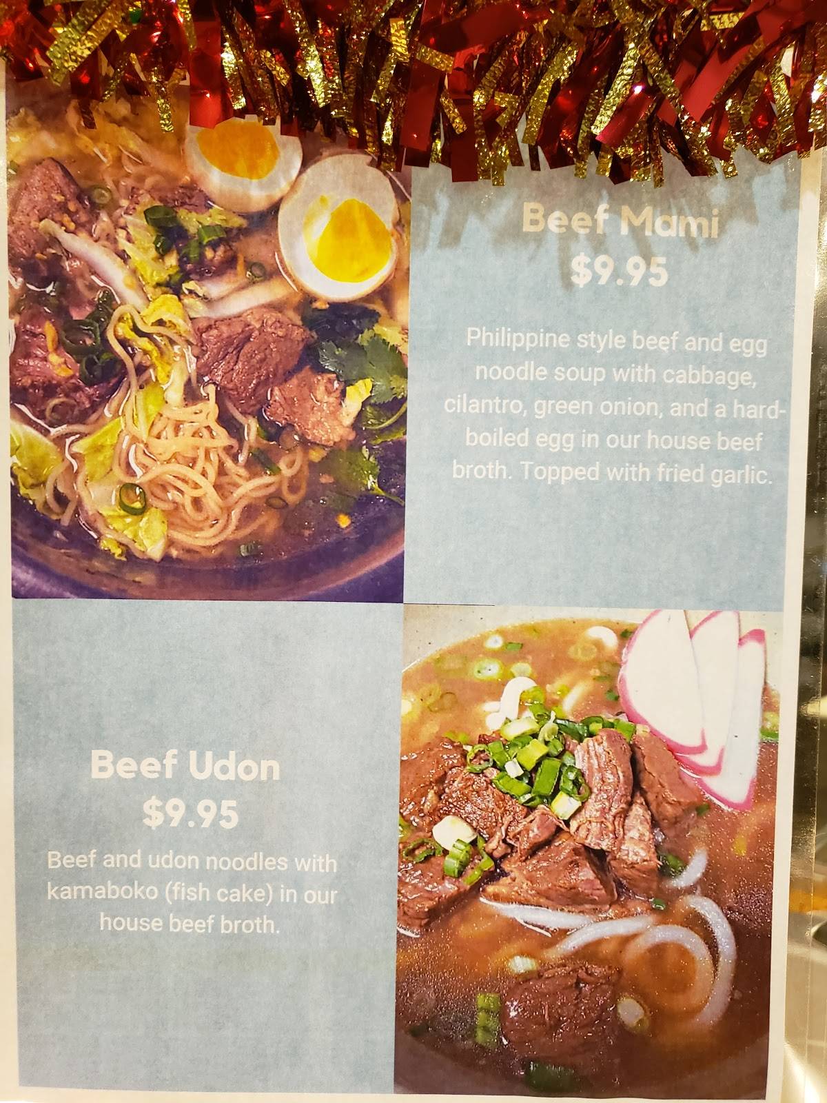 Menu at Bahay Kubo restaurant, Ridgecrest
