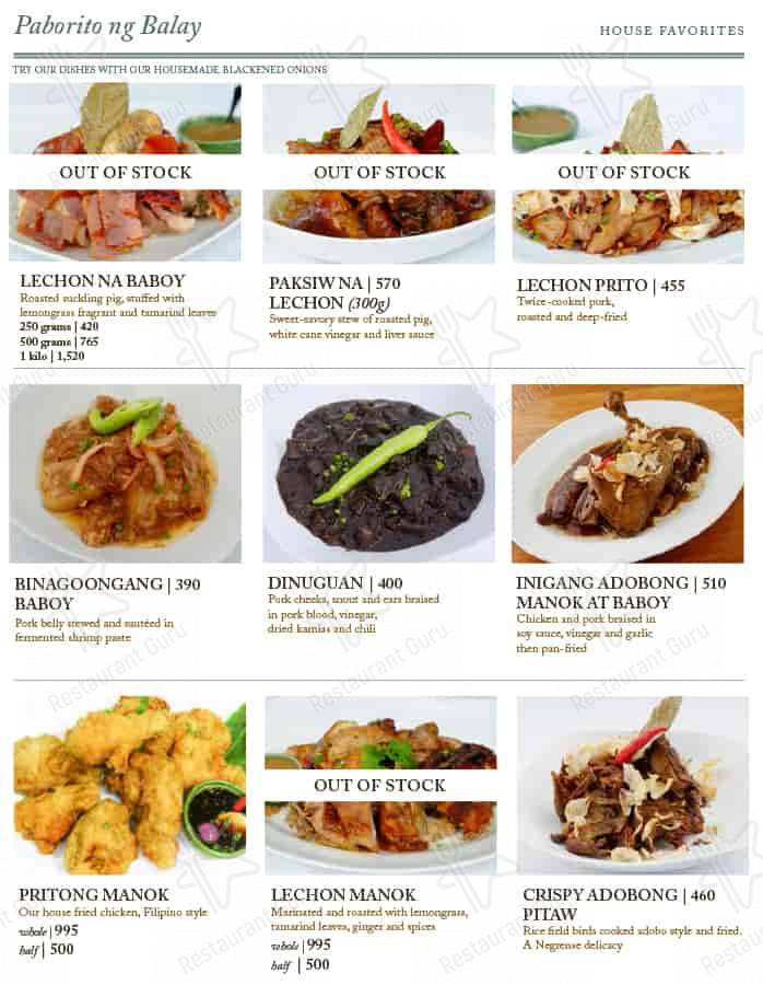 Menu at Balay Dako restaurant, Tagaytay, Tagaytay - Nasugbu Hwy