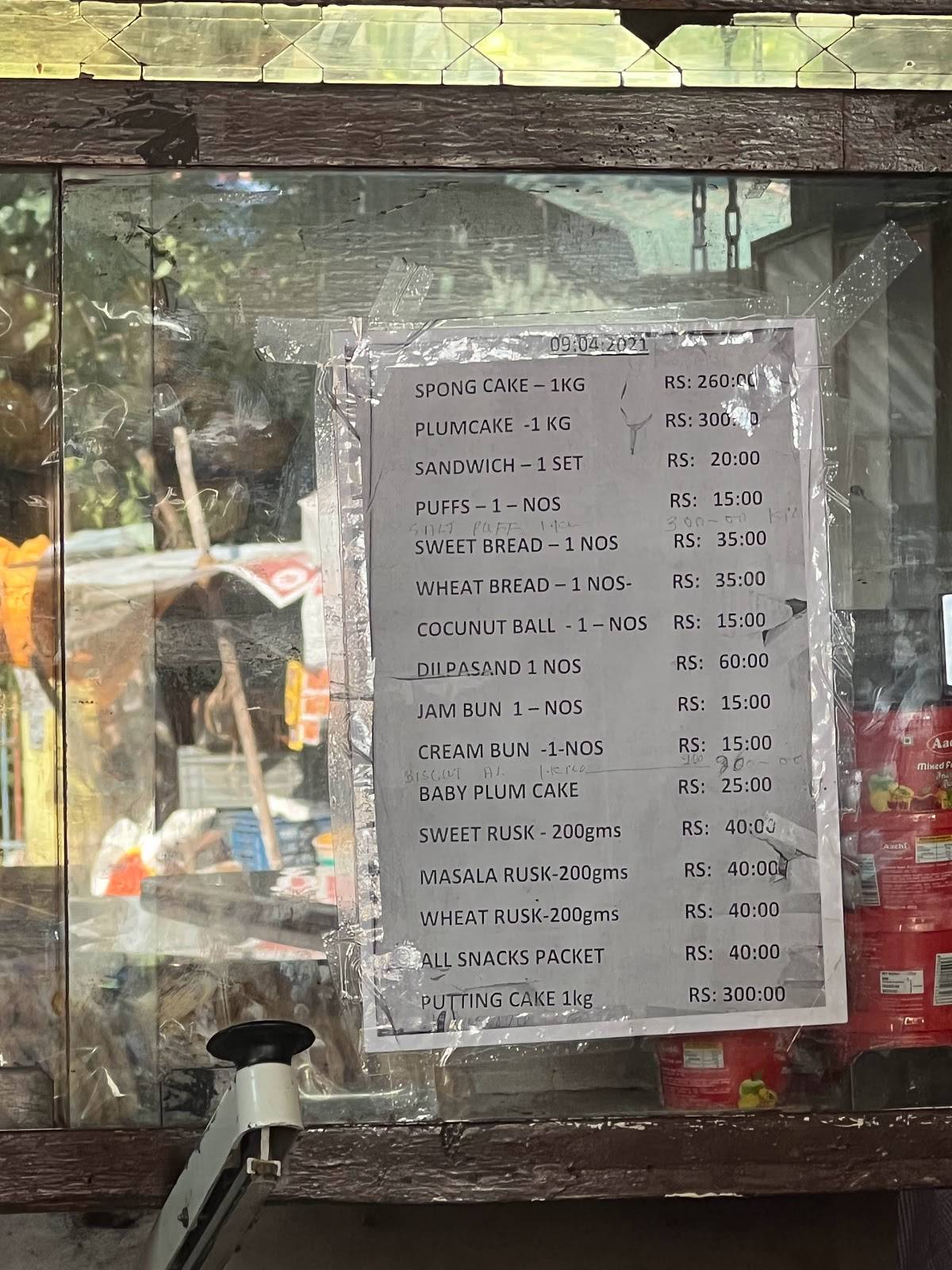 Menu at Bangalore Iyengar Bakery, Chennai, No.2