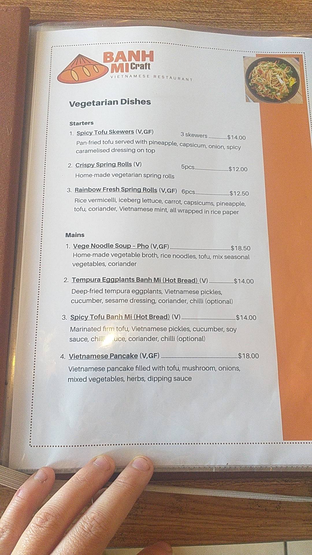 Menu at Banh Mi Craft Vietnamese Restaurant, Whanganui