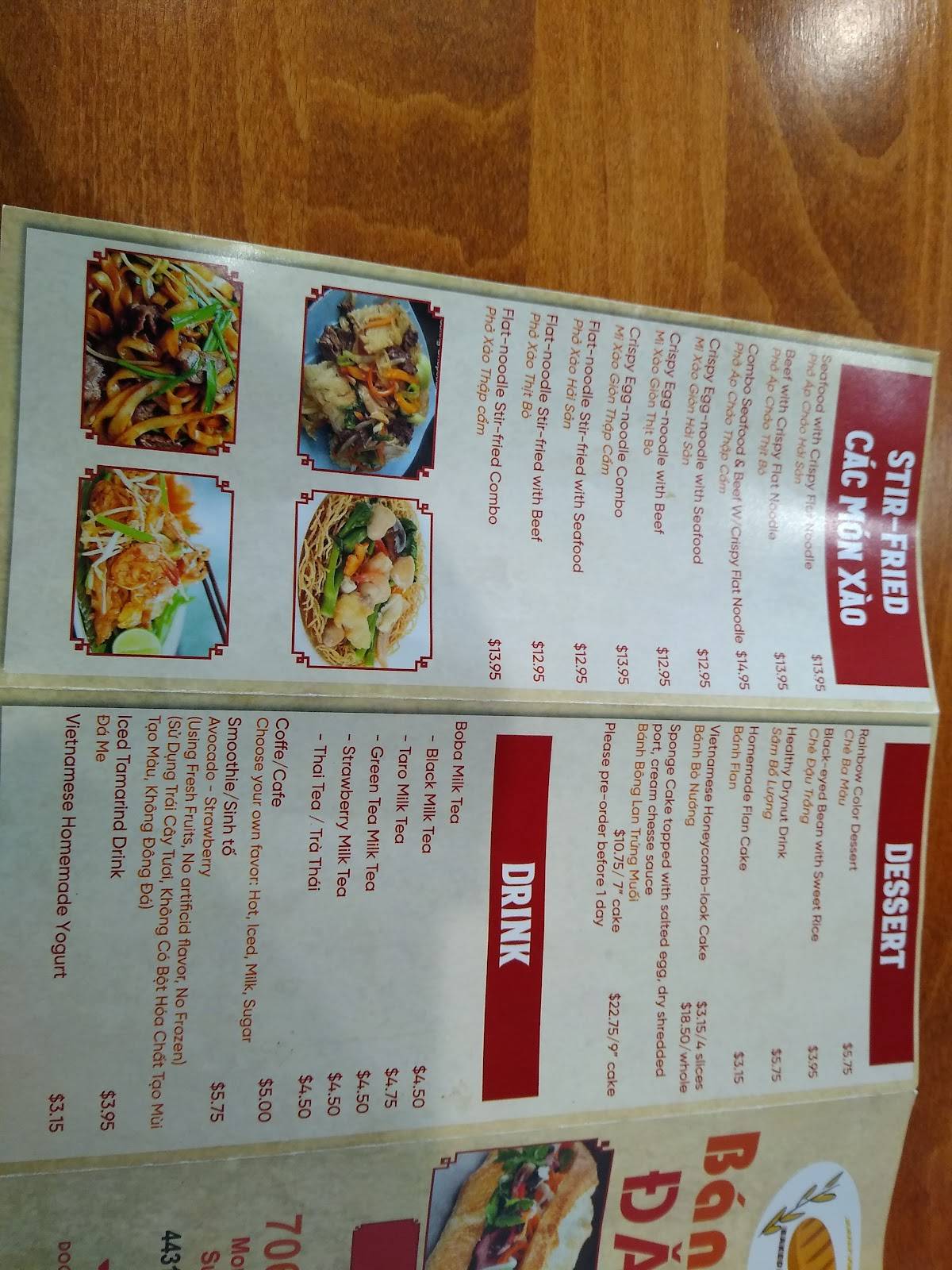 Menu at Banh Mi Dang restaurant, Evans