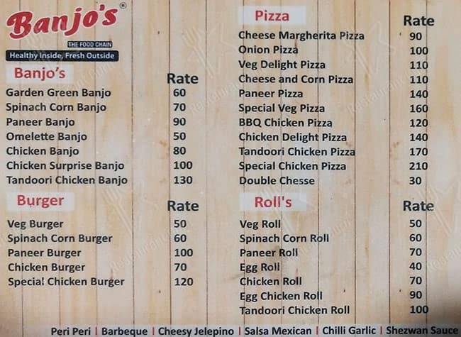 Menu at Banjo's The Food Chain, Nashik, Box Park Turf