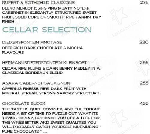 Menu at Baobab Cafe & Grill, Pretoria, Menlyn Shopping Centre