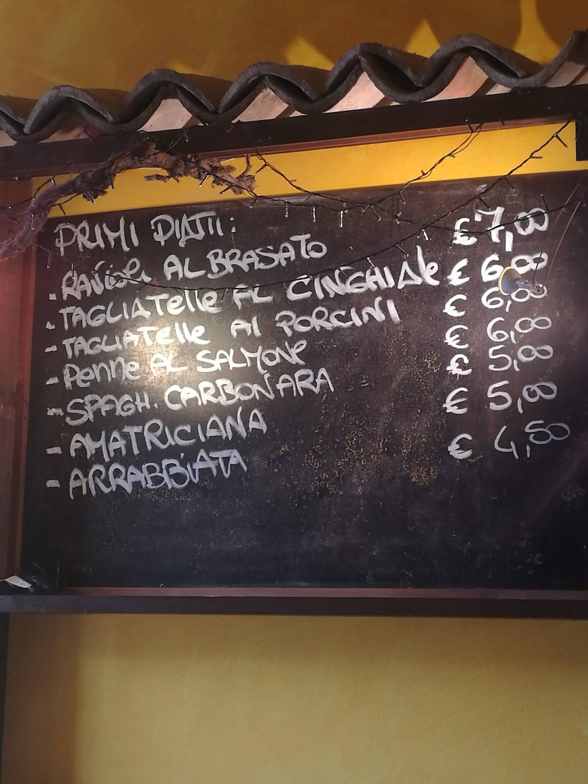 Menu da Bar Da Lucio, Codevilla