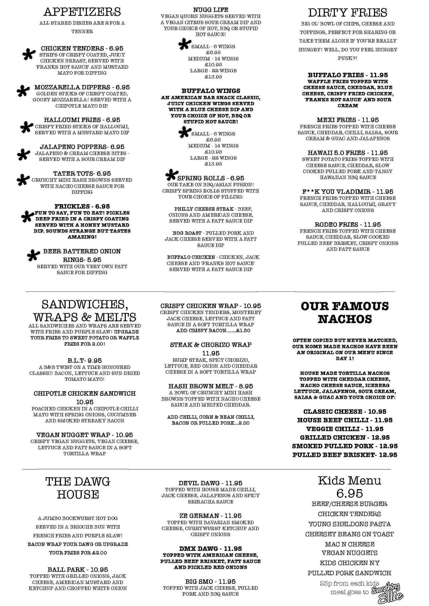 Menu at Bull & Bear pub & bar, Barnstaple