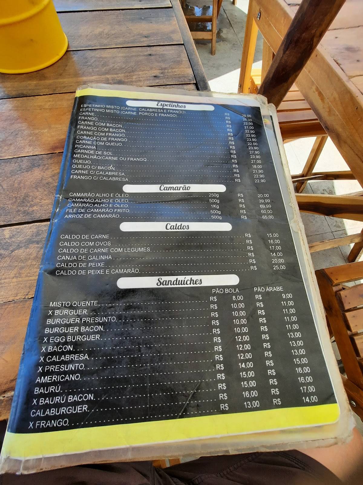 Menu em Barraca Sunset Beach, Fortaleza