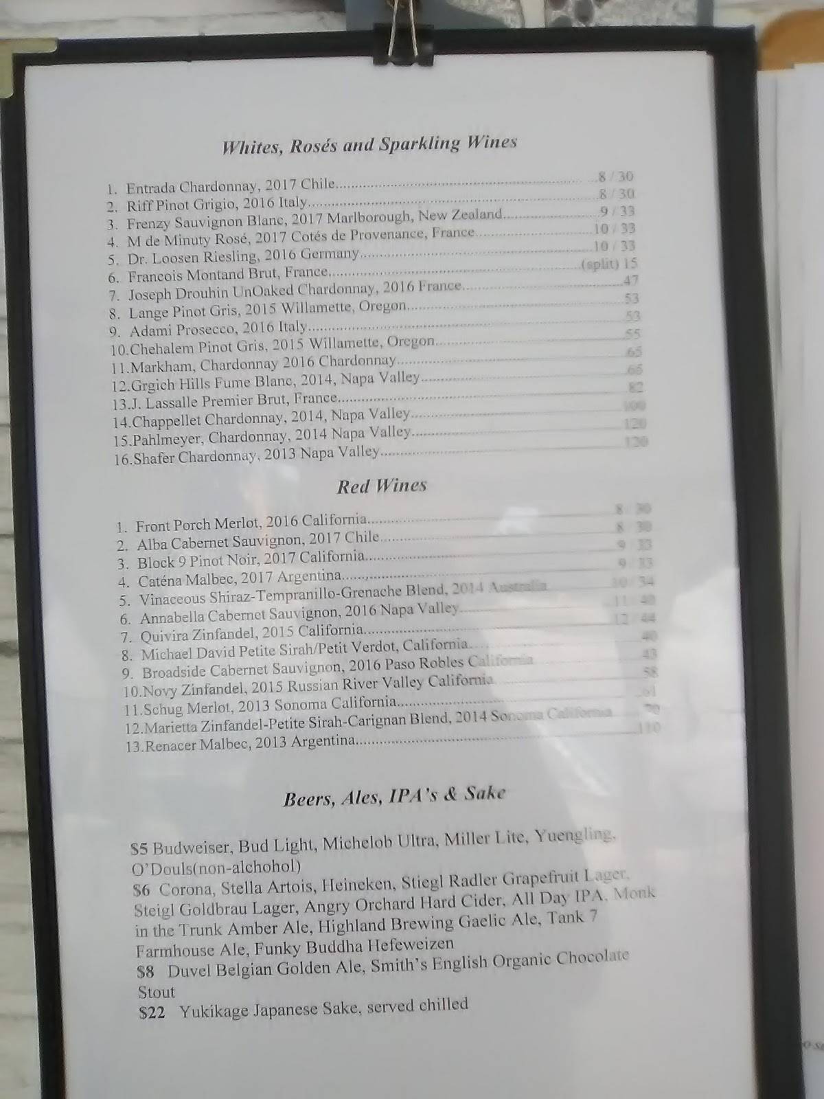 Menu at Barracuda Grill, Marathon