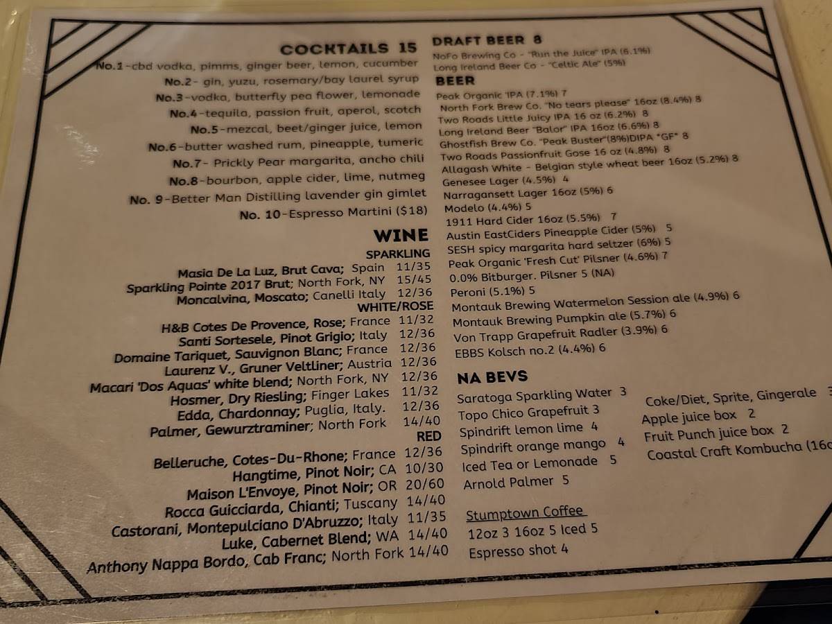 Menu at Barrow Food House, Riverhead