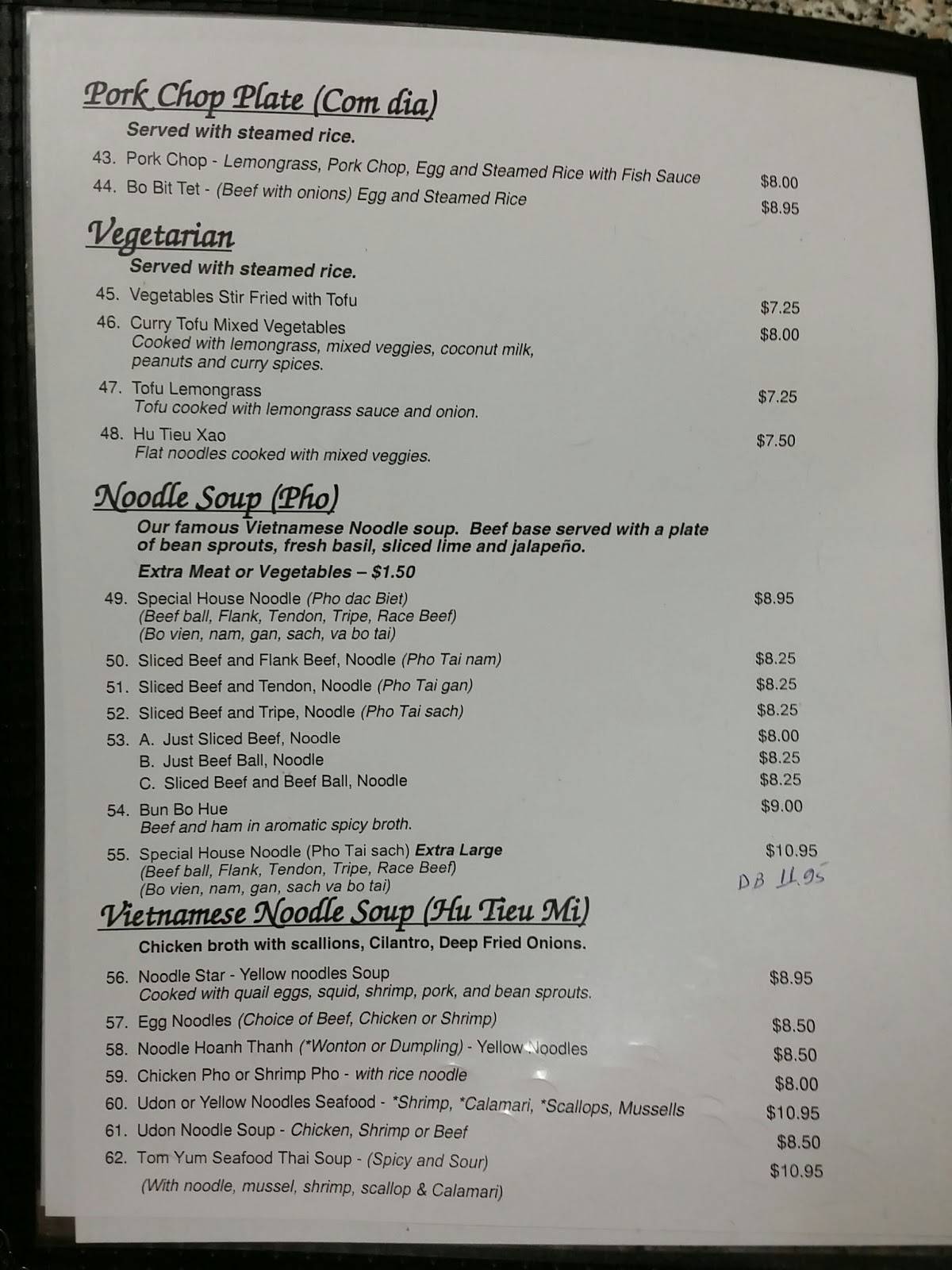 Menu at Pho 64 restaurant, Bartlett, Stage Rd