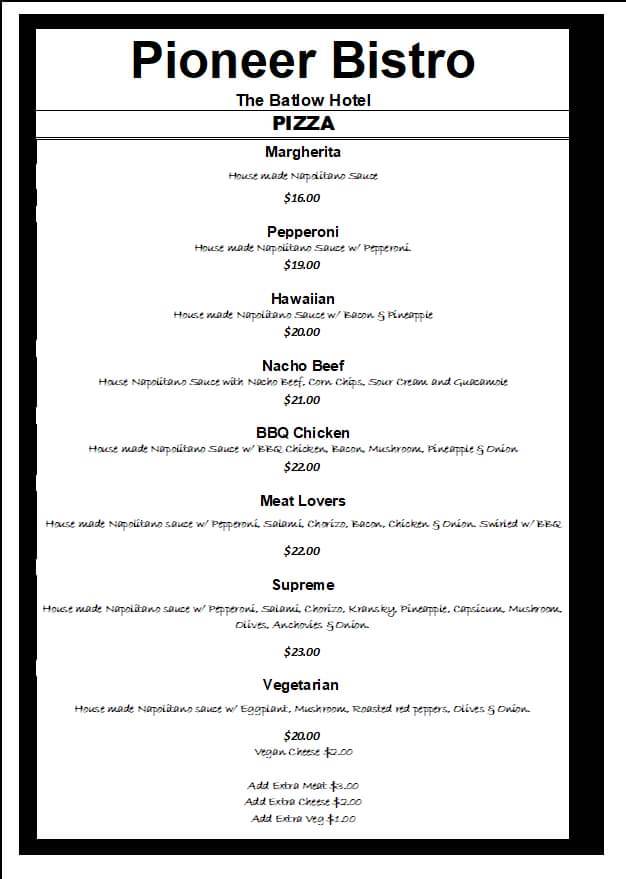 Menu at Batlow Hotel pub & bar, Batlow