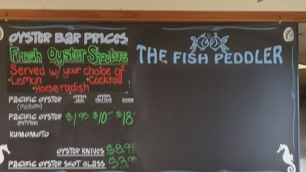Menu at The Fish Peddler at Pacific Oyster restaurant, Bay City, Hayes ...