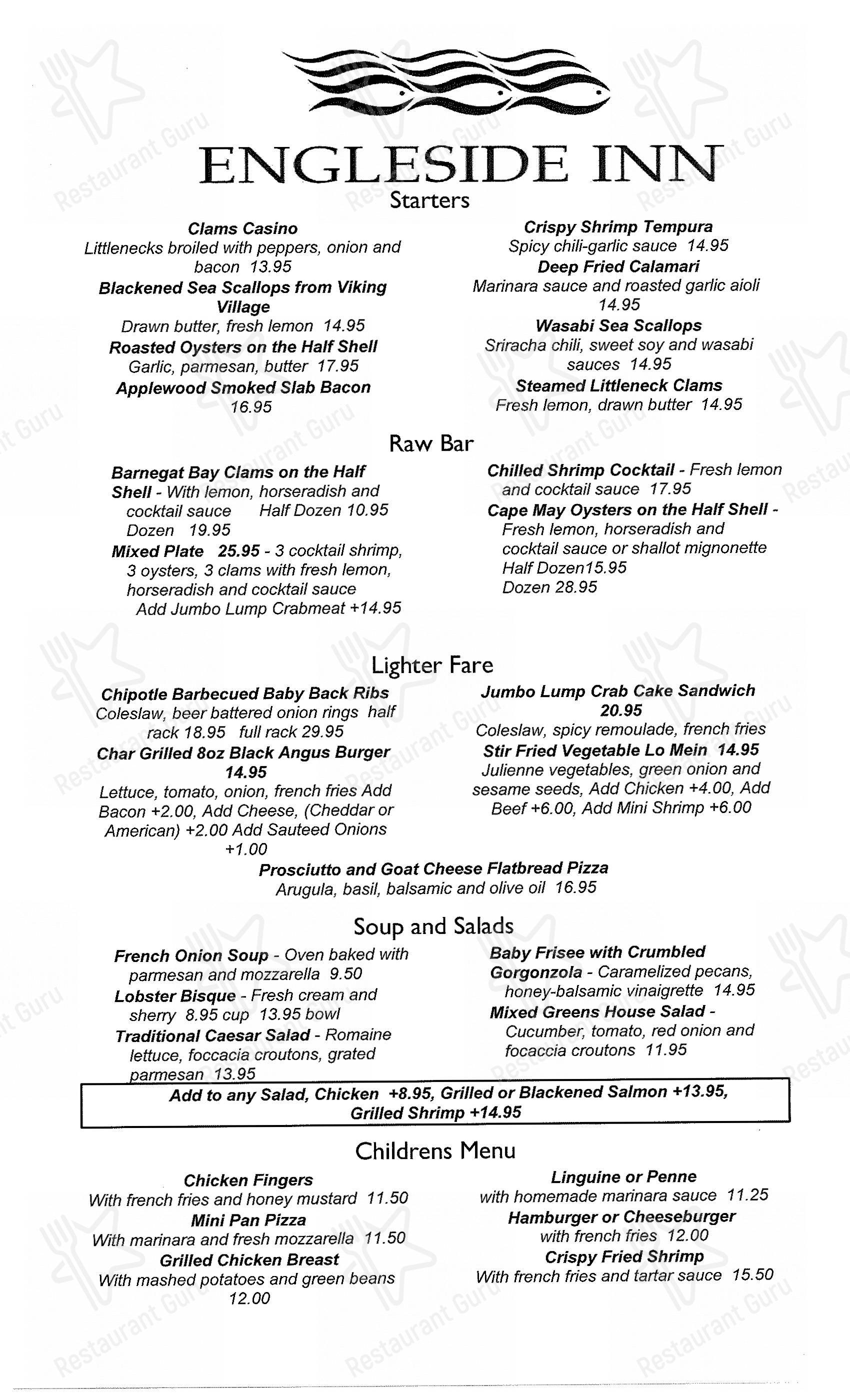 Menu at The Engleside Inn and Restaurant, Beach Haven