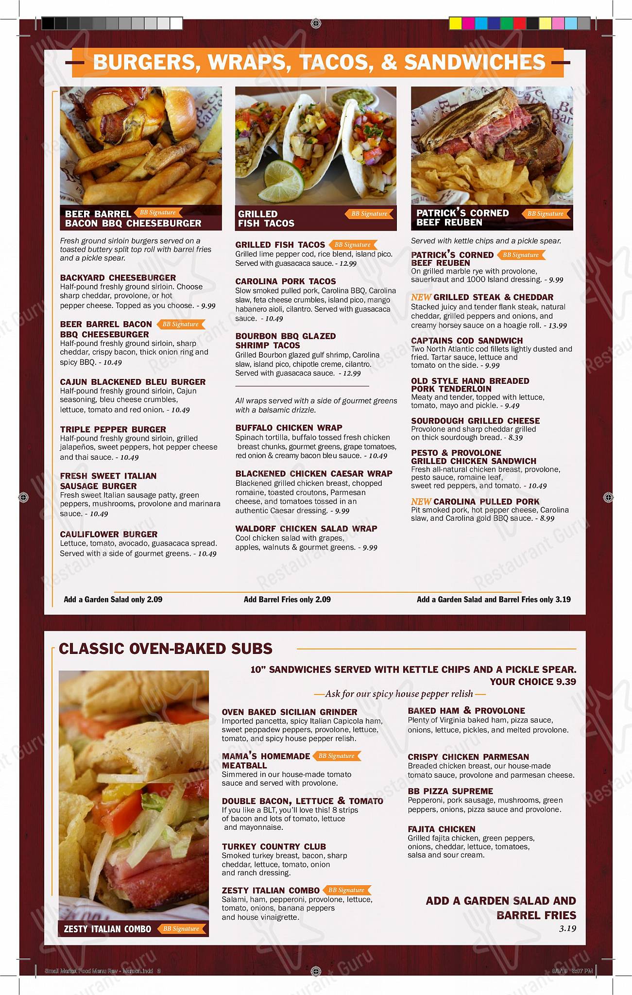 Menu at Beer Barrel Pizza & Grill, Lima, S Dixie Hwy