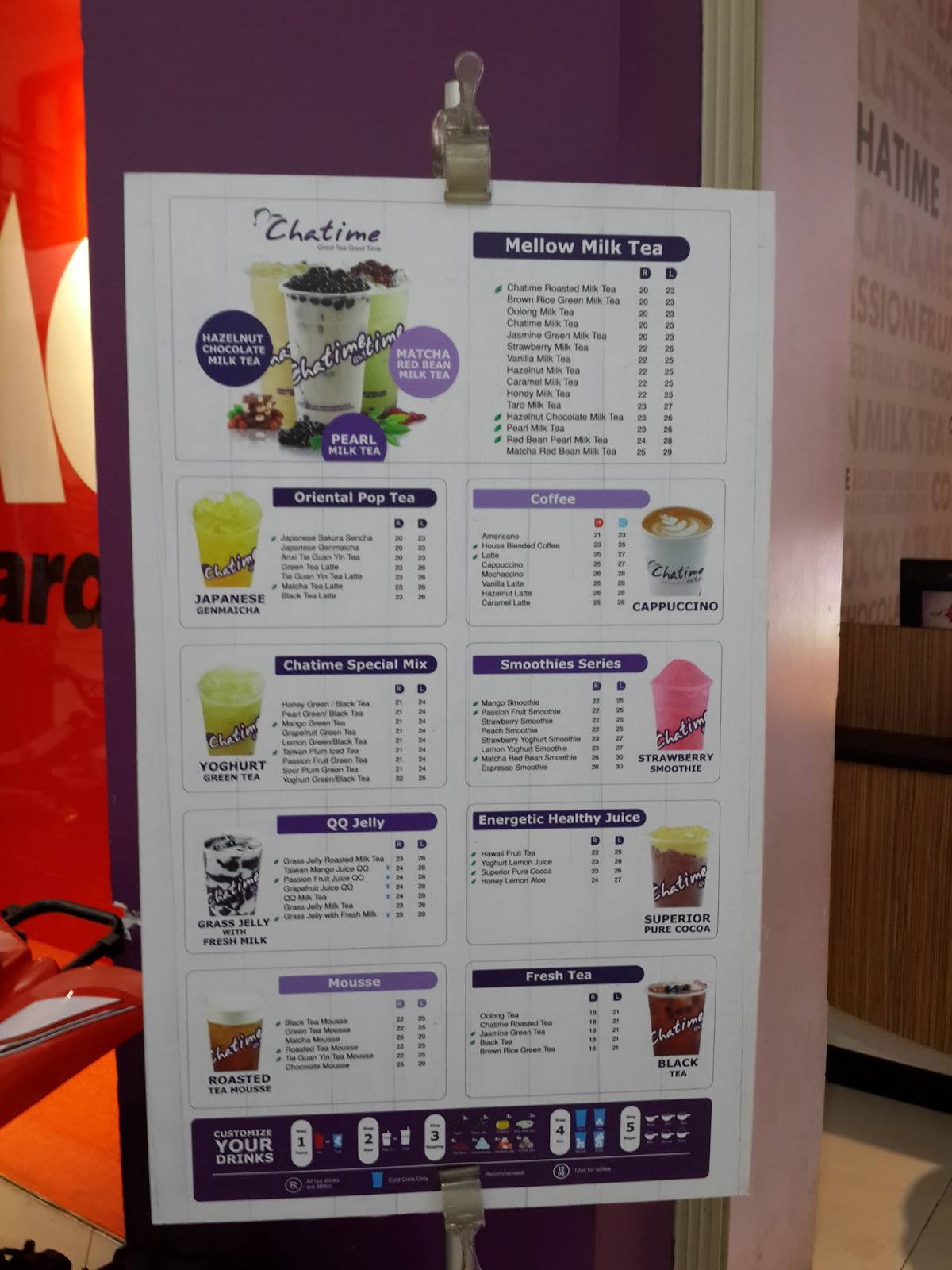 Menu at Chatime - Lippo Cikarang, Bekasi Regency, Jl. MH. Thamrin