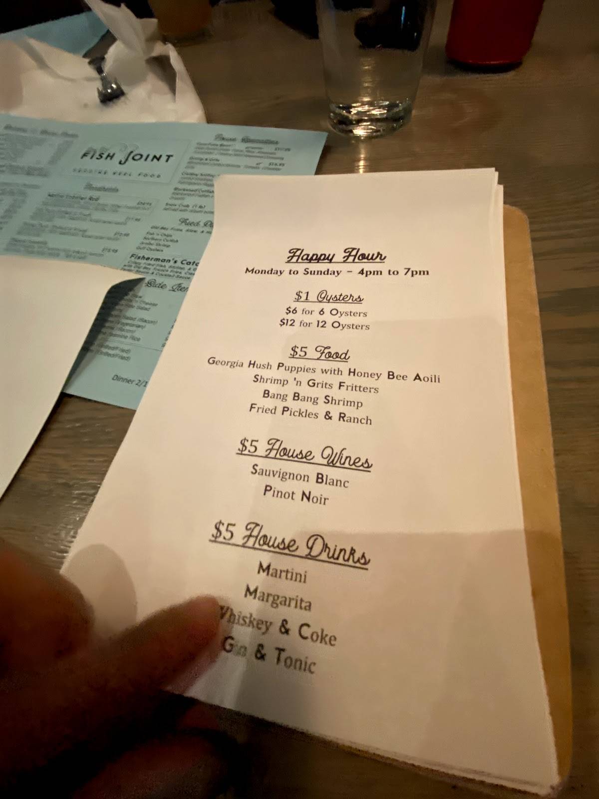 Menu at Big B's Fish Joint restaurant, Atlanta