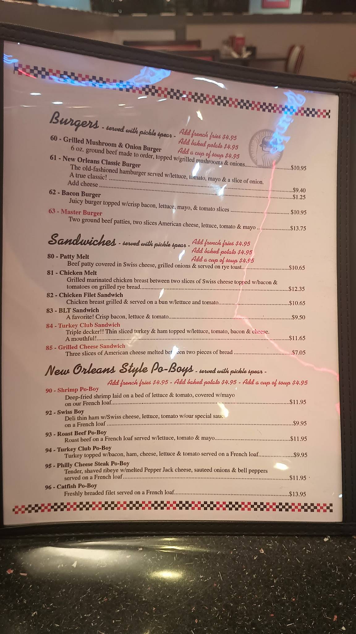 Menu at Big Easy Diner restaurant, Slidell, Gause Blvd E