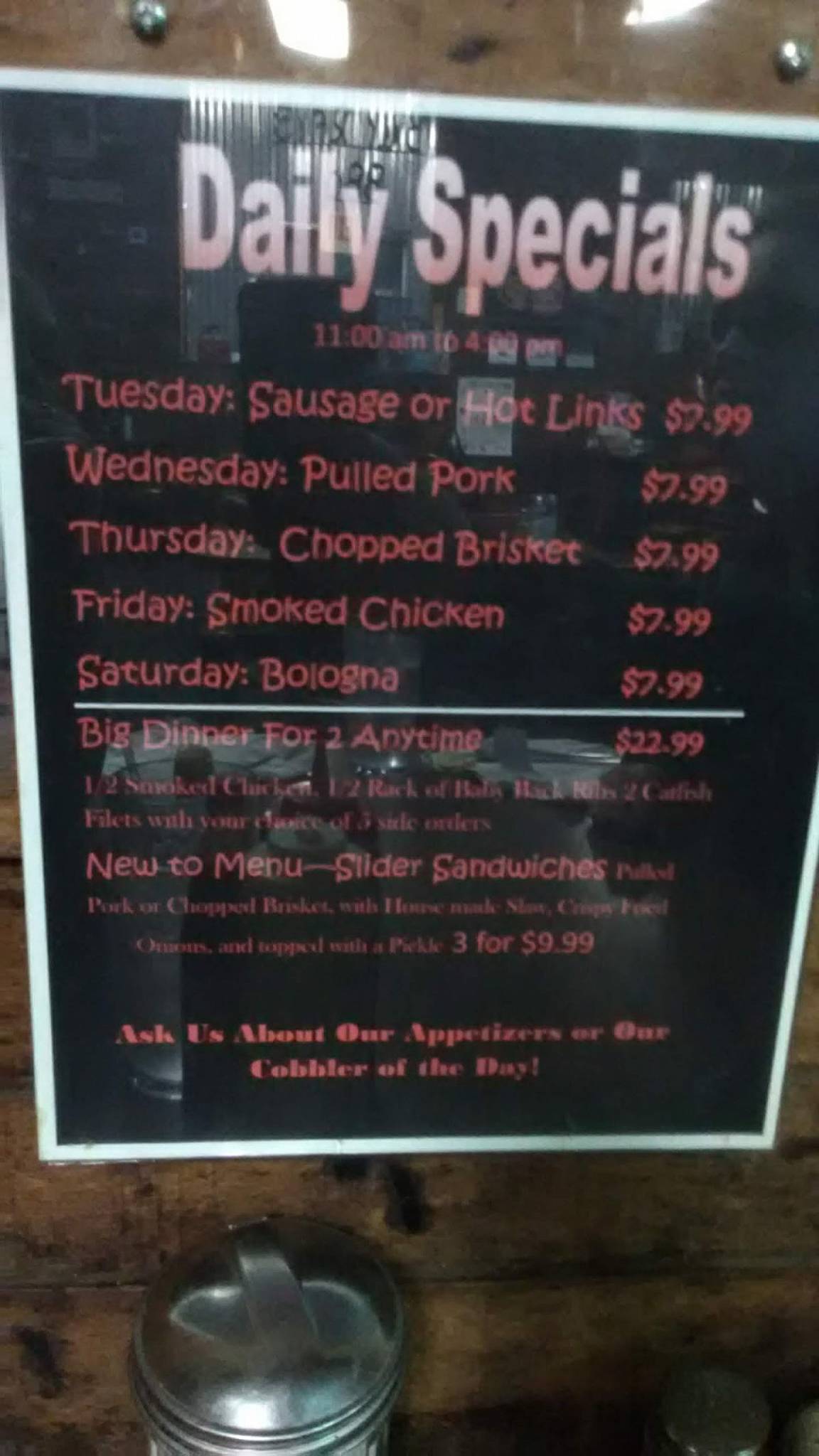 Menu at Billy Ray's Catfish & BBQ - Tulsa, Tulsa, Southwest Blvd