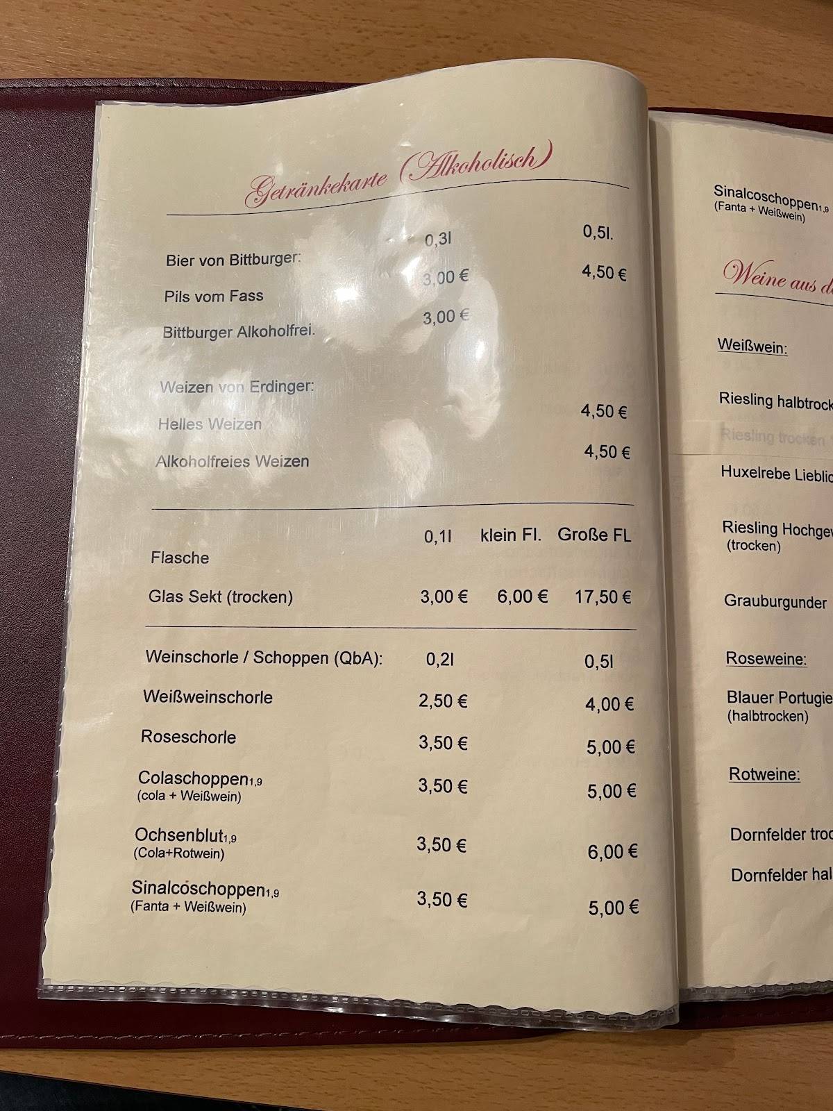 Speisekarte von Gaststätte Hessenhaus restaurant, Bingen am Rhein