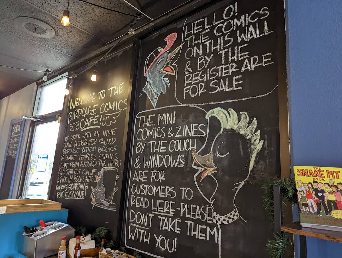 Menu at Birdcage Comics Cafe, San Bernardino