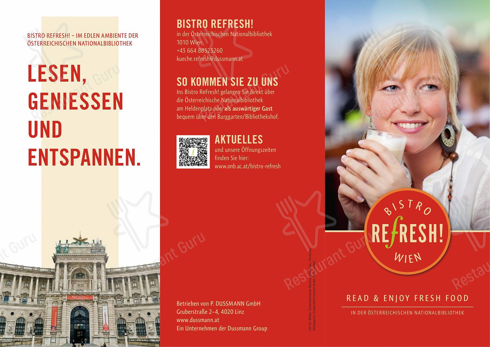 Menu at Bistro ReFresh! cafeteria, Vienna