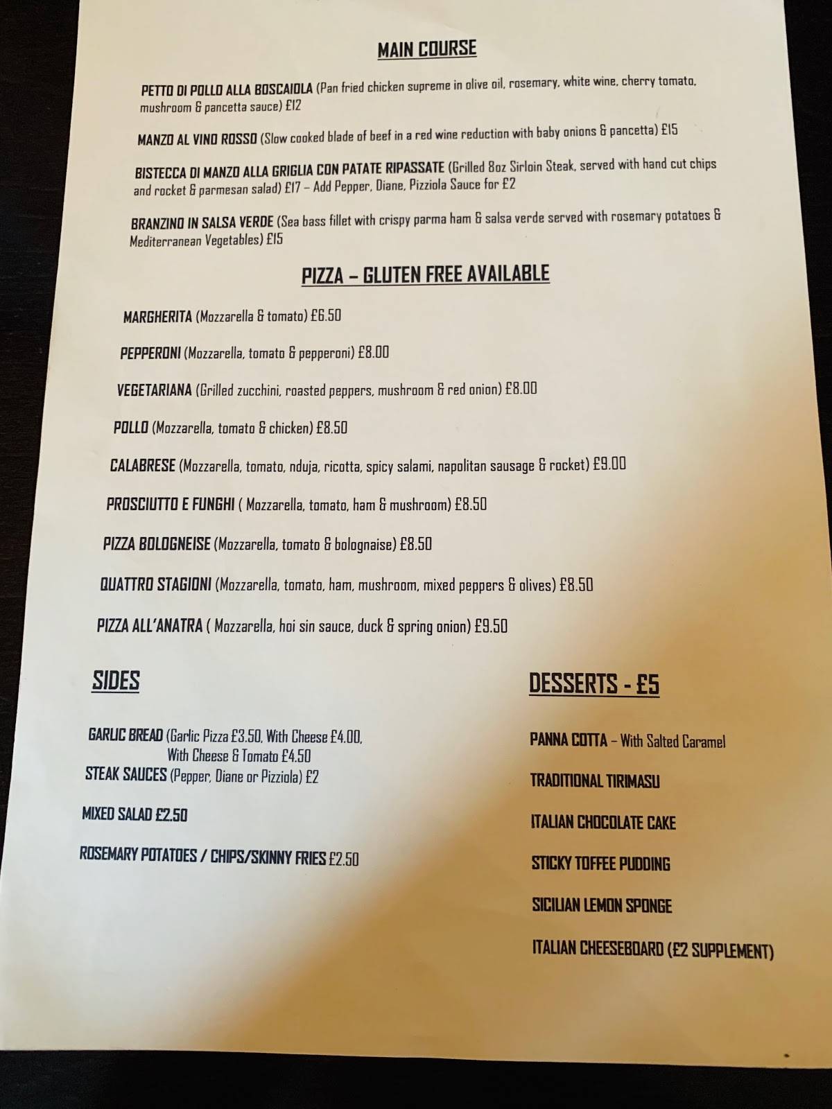 Menu at Black Horse, Ingleton pub & bar, Ingleton