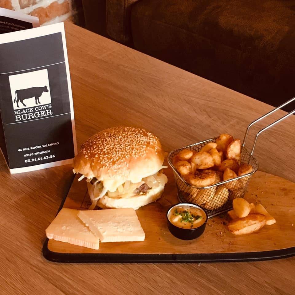 Menu at Black cow's burger restaurant, Houdain