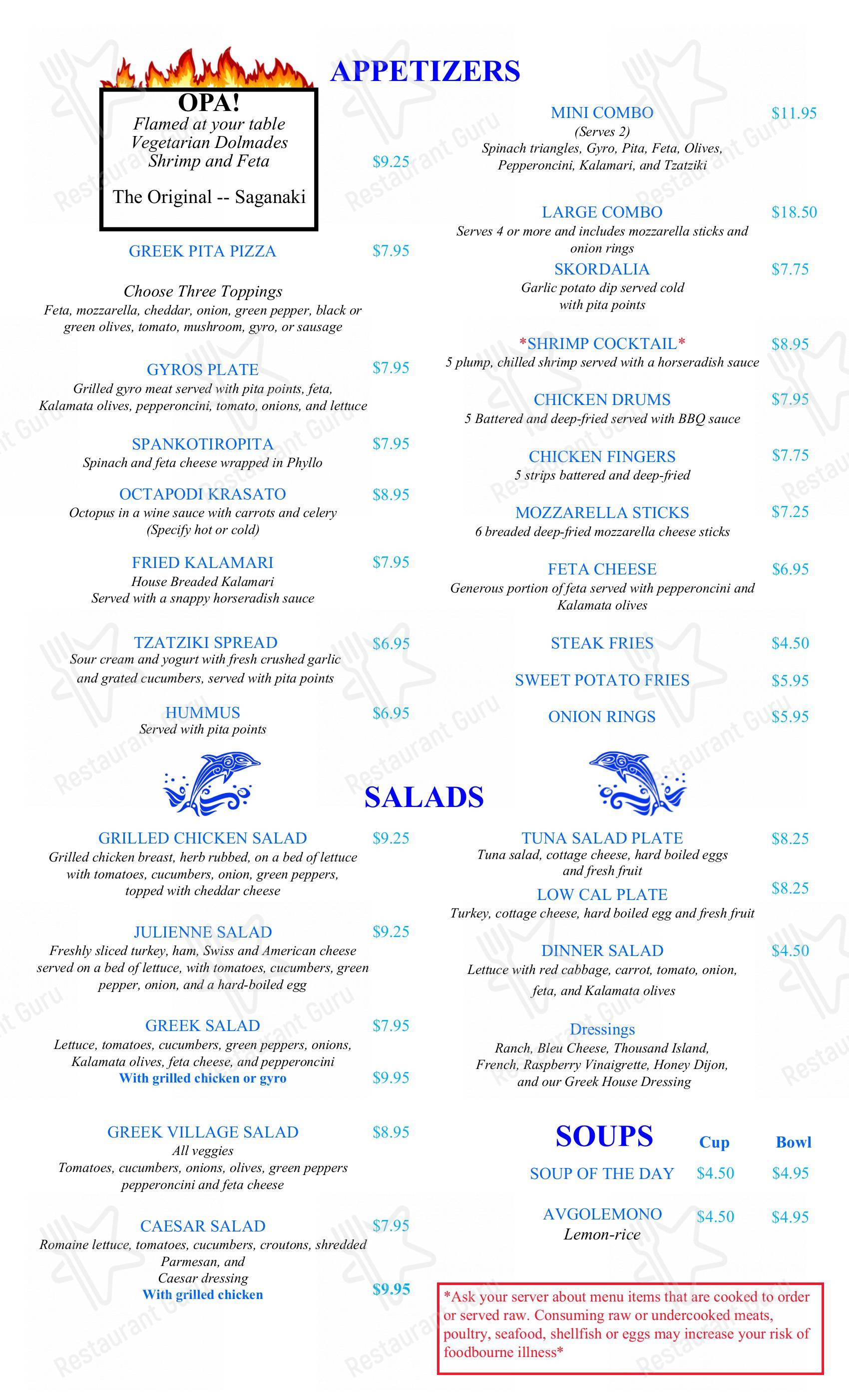 Menu at Blue Dolphin pub & bar, Kalamazoo