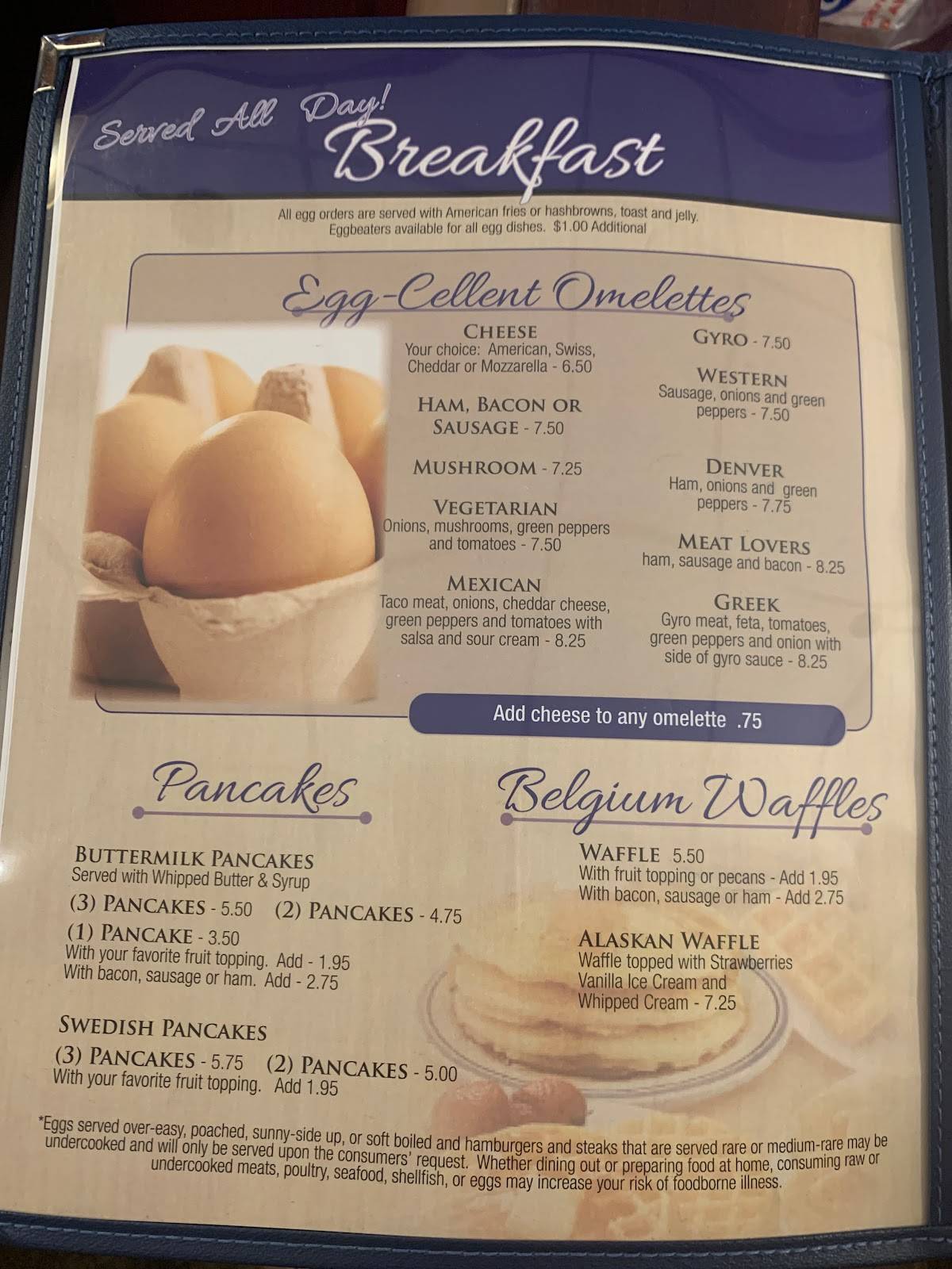 Menu at Blue Ox Restaurant, Monroe