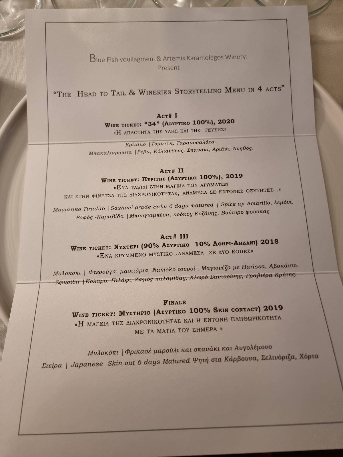 Menu at BlueFish Vouliagmeni, Vouliagmeni