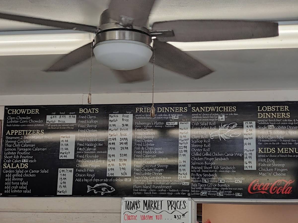 Menu at Bob Lobster restaurant, Newbury