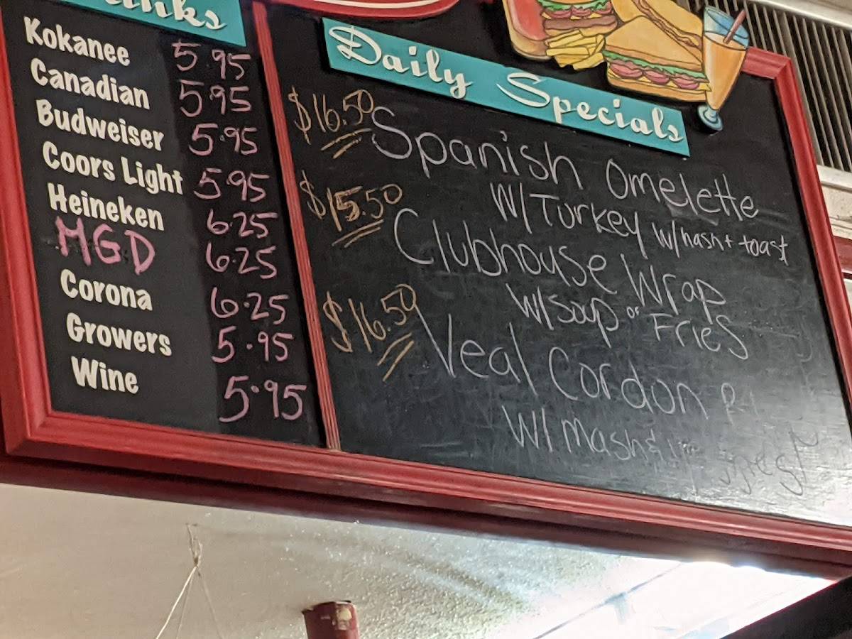 Menu at Bobby Sox 50's Diner restaurant, Maple Ridge