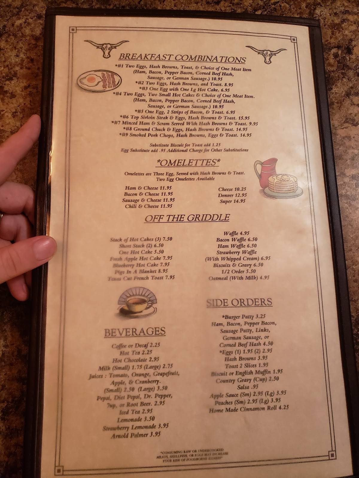 Menu at Bob's Texas T-Bone And Frosty's Lounge pub & bar, Rufus