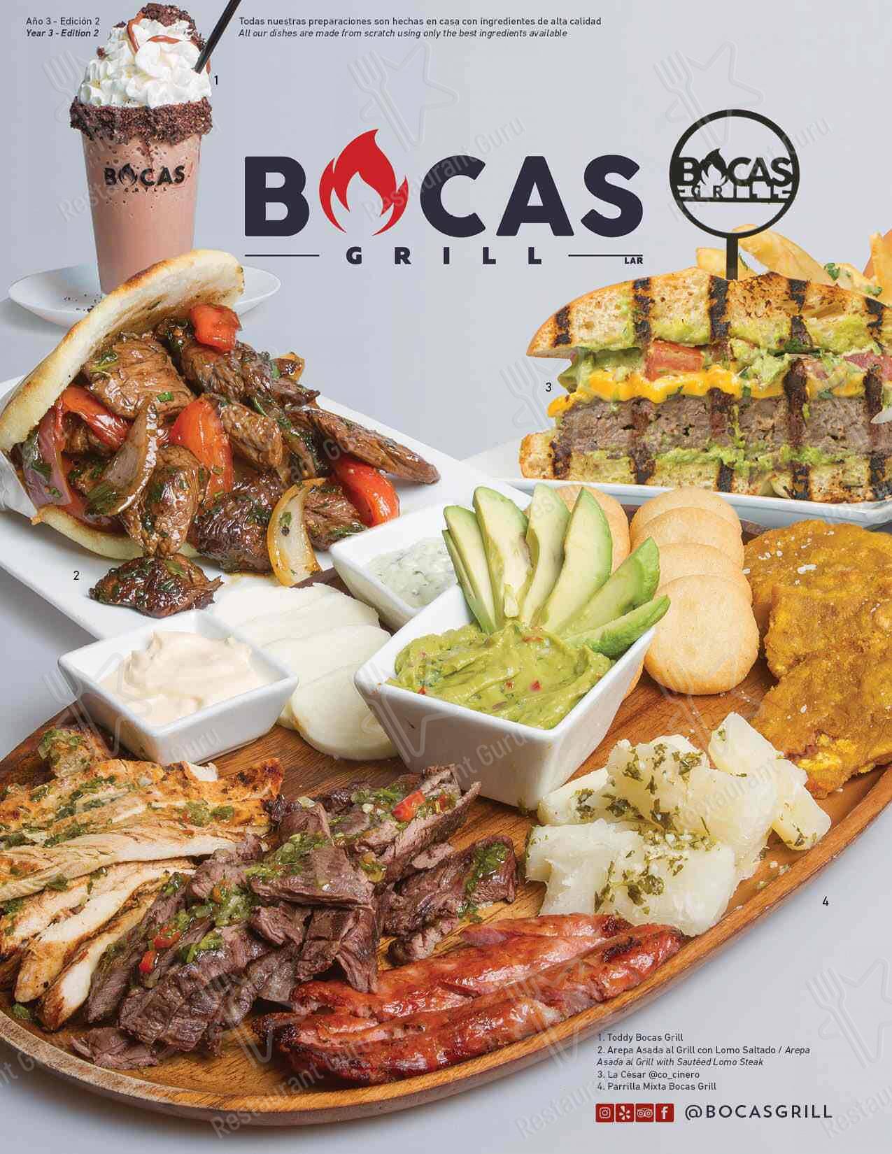 Menu at Bocas Grill Kendall restaurant, The Hammocks